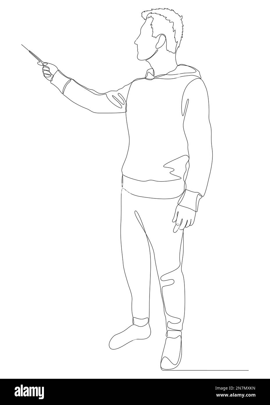 One continuous line of casual teacher pointing with a stick. Thin Line ...