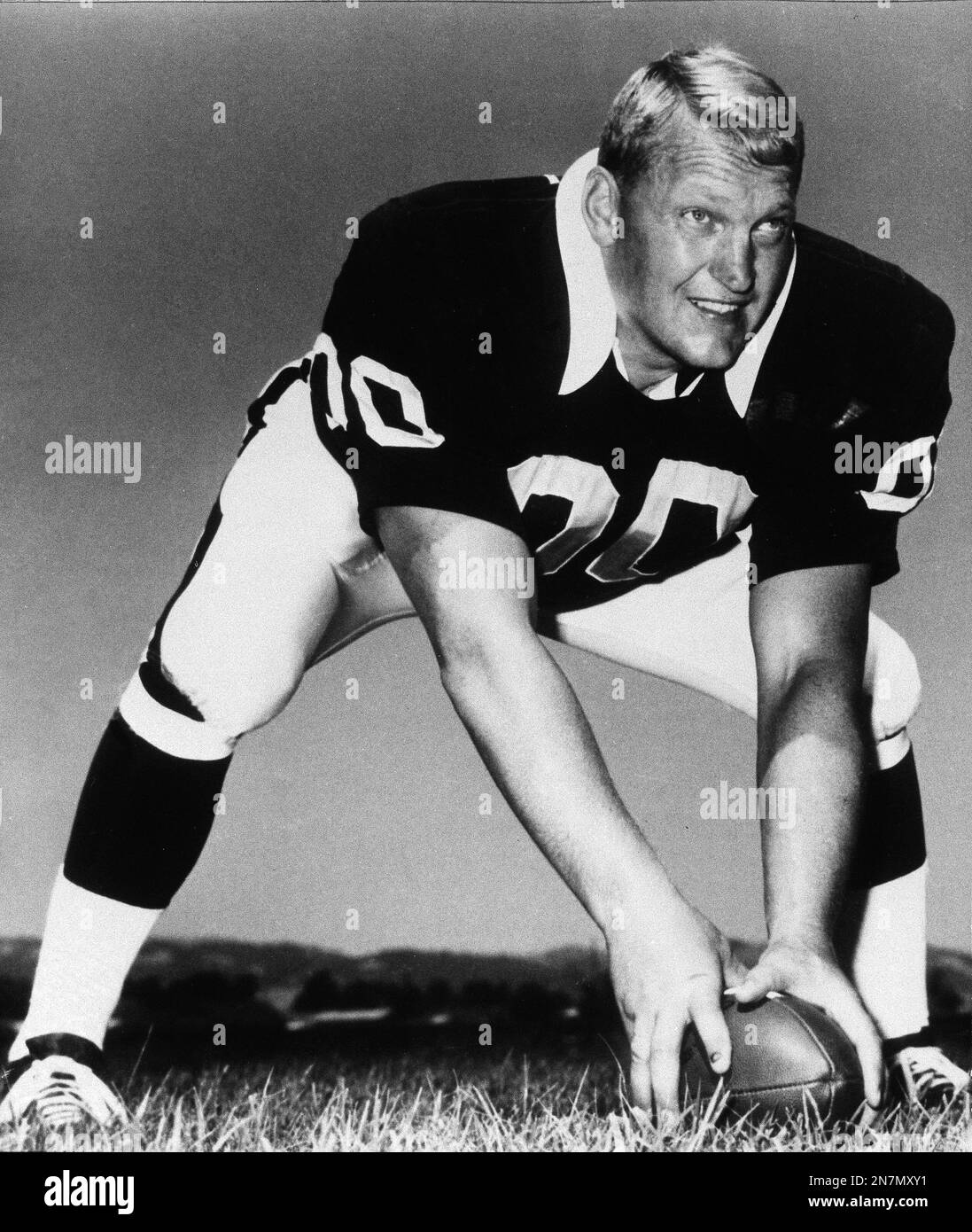 Jim Otto, offensive center of the Oakland Raiders poses, date and ...
