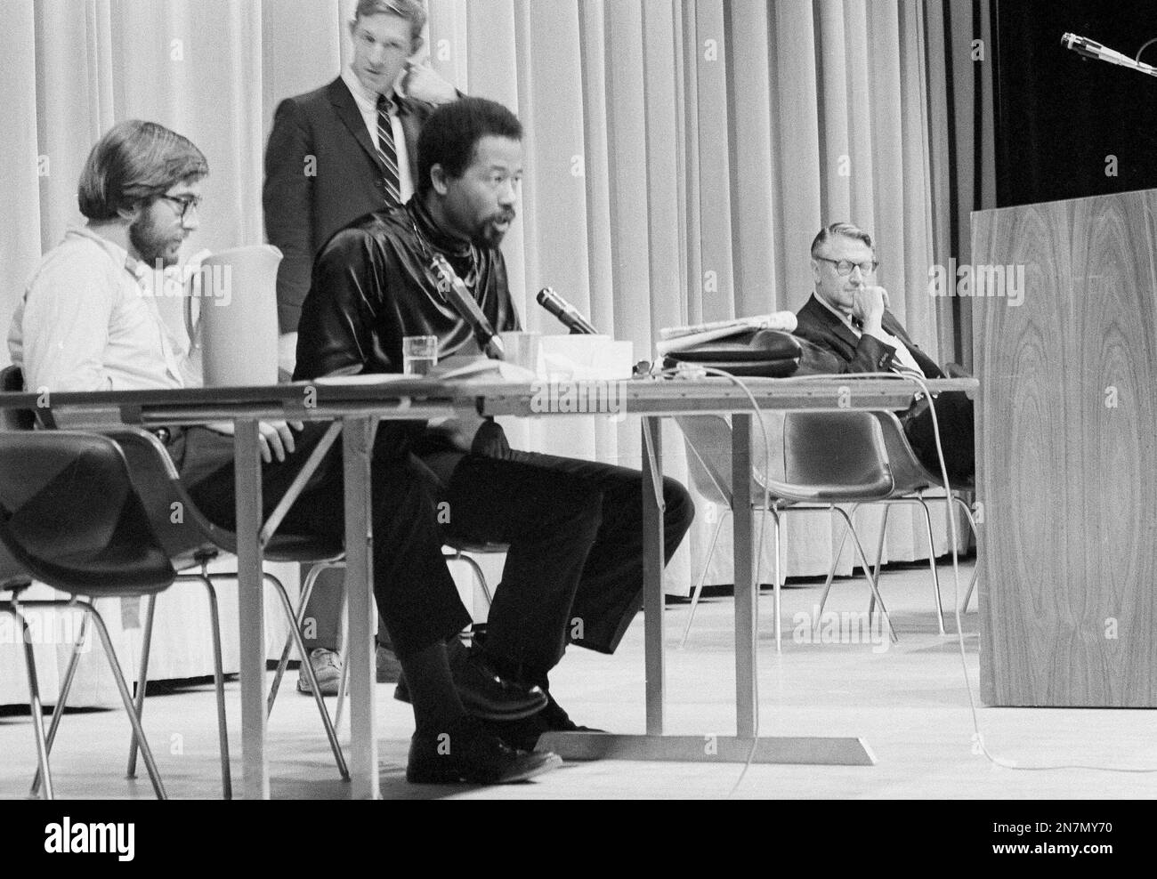Black Panther leader Eldridge Cleaver, second from left, tells a ...