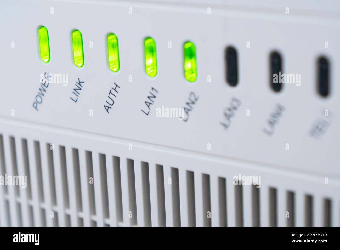 Wireless Wi-Fi router macro shot. Wifi technology concept. White ...