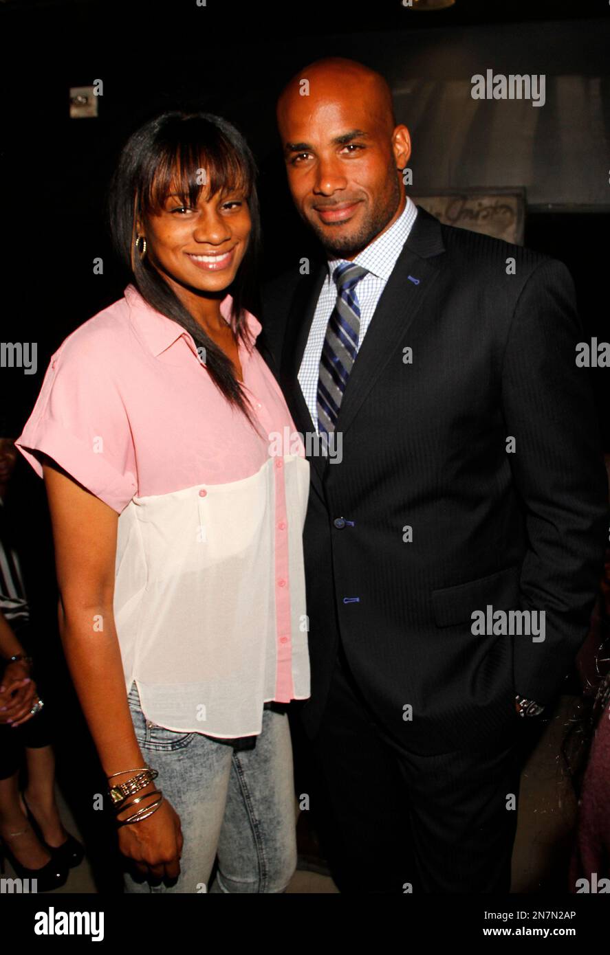 Sonwriter Kenya Marche and actor Boris Kodjoe pose at Chambored Vodka ...