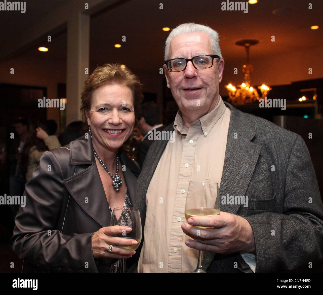 From left, Deborah Behrens and Bob Verini pose during the party for the ...