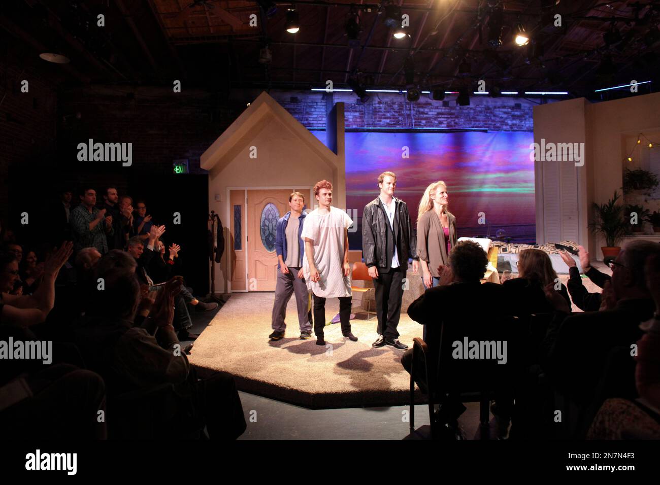 From left, cast members MacLeod Andrews, Seth Numrich, Maxwell Hamilton ...