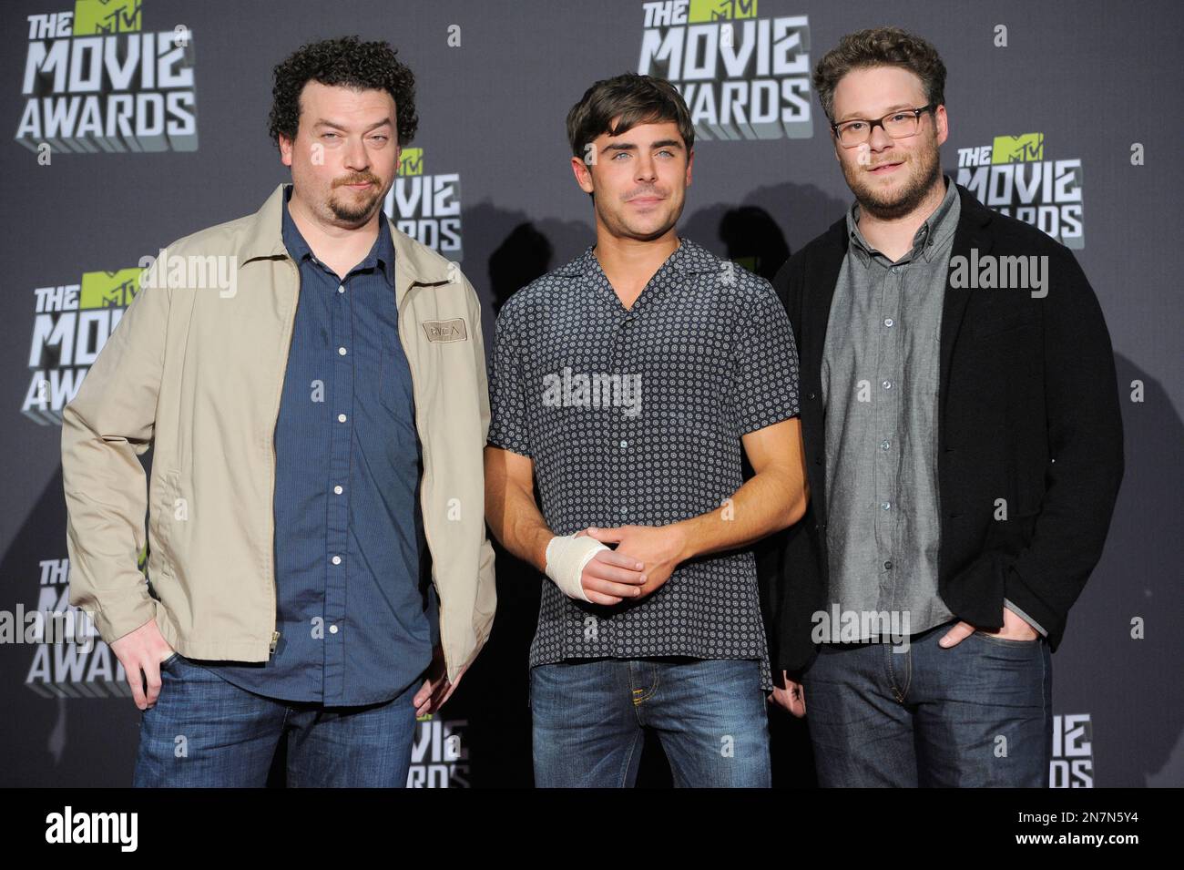 Presenters, from left, Danny McBride, Zac Efron and Seth Rogen, from ...