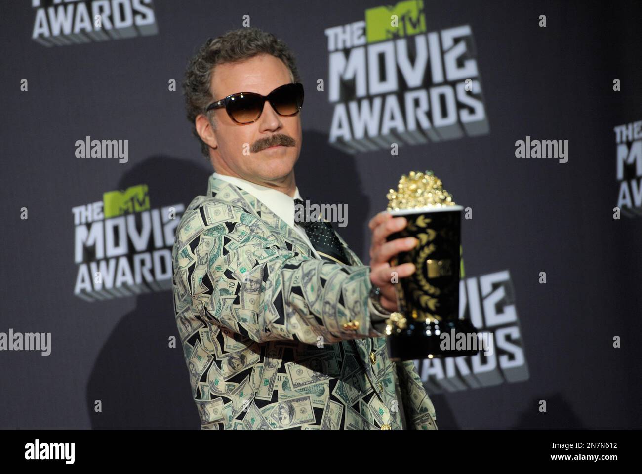 Will Ferrell poses with the comedic genius award backstage at the MTV ...