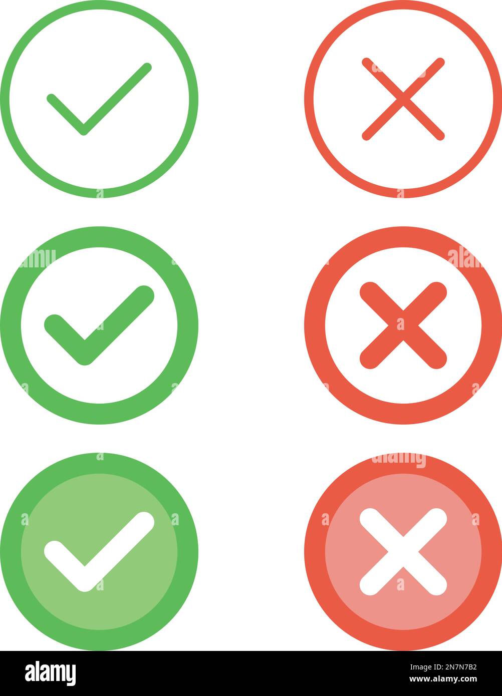Cross and check mark icon in flat style. Checkmark right vector ...