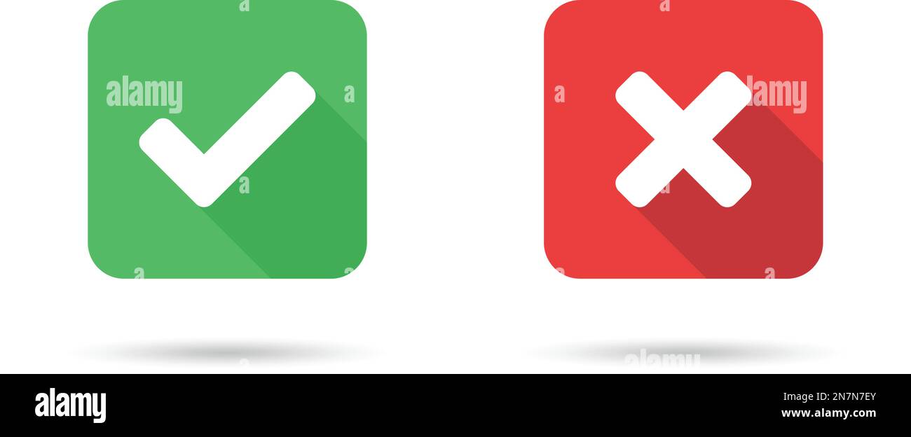 Cross and check mark icon in flat style. Checkmark right vector ...