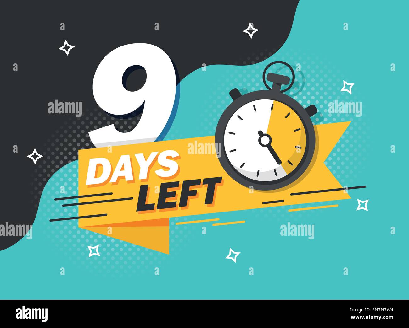 9 days left icon in flat style. Offer countdown date number vector ...