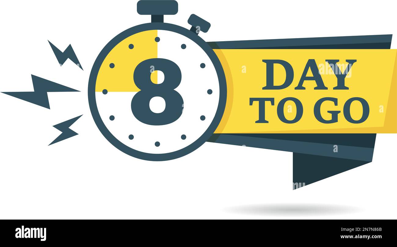 8 days left icon in flat style. Offer countdown date number vector ...