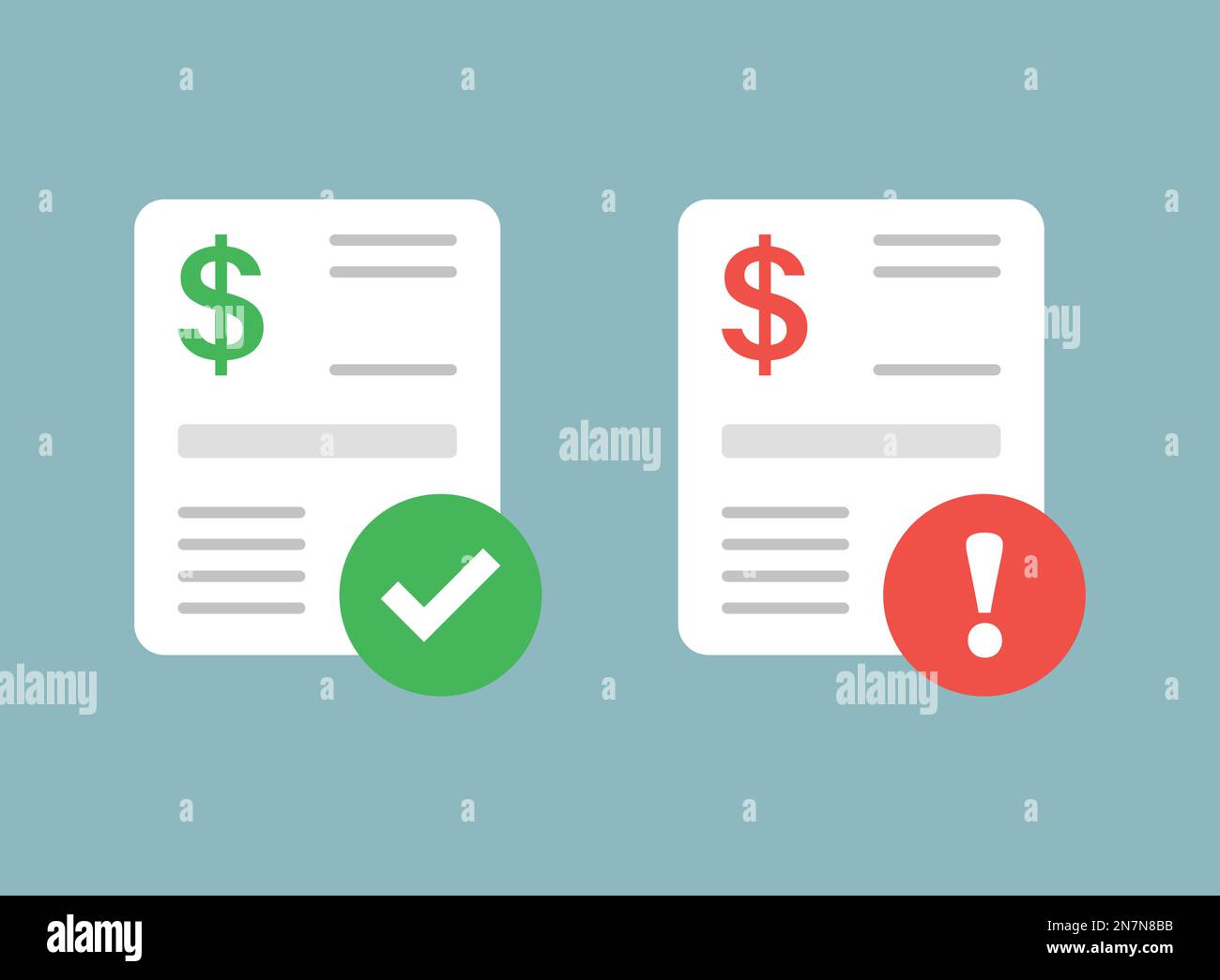 Success and decline payment icon in flat style. Approved, failure money ...