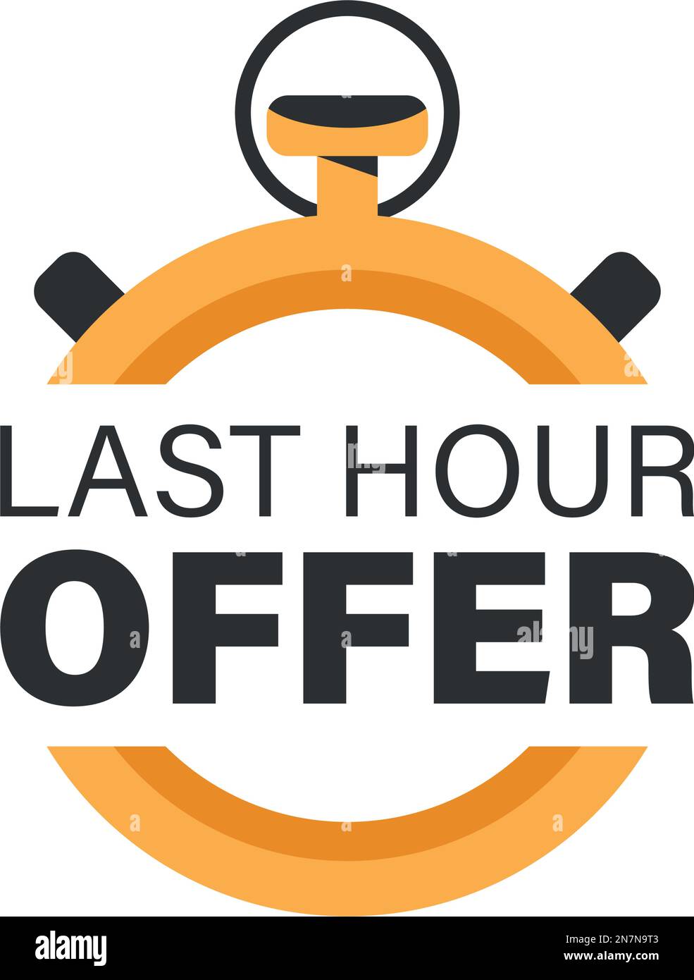 Last hour icon in flat style. Promo label with alarm clock vector ...