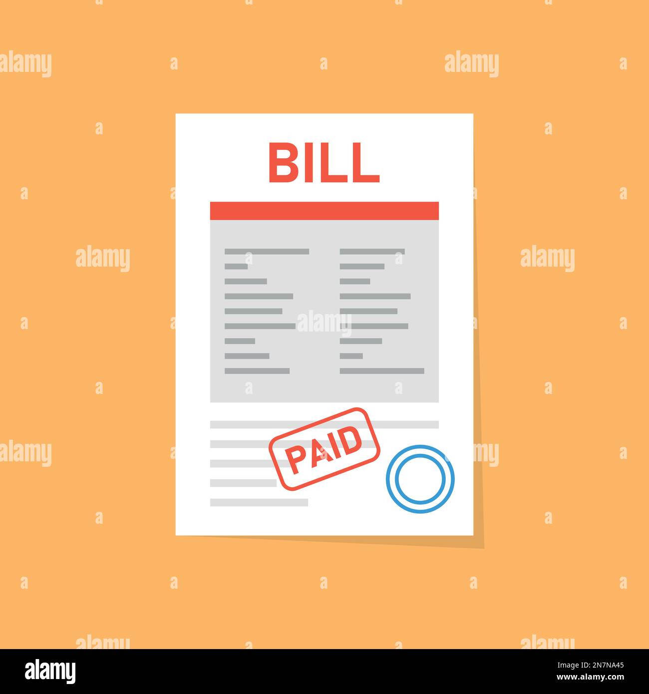 Paper financial check icon in flat style. Payment receipt vector ...