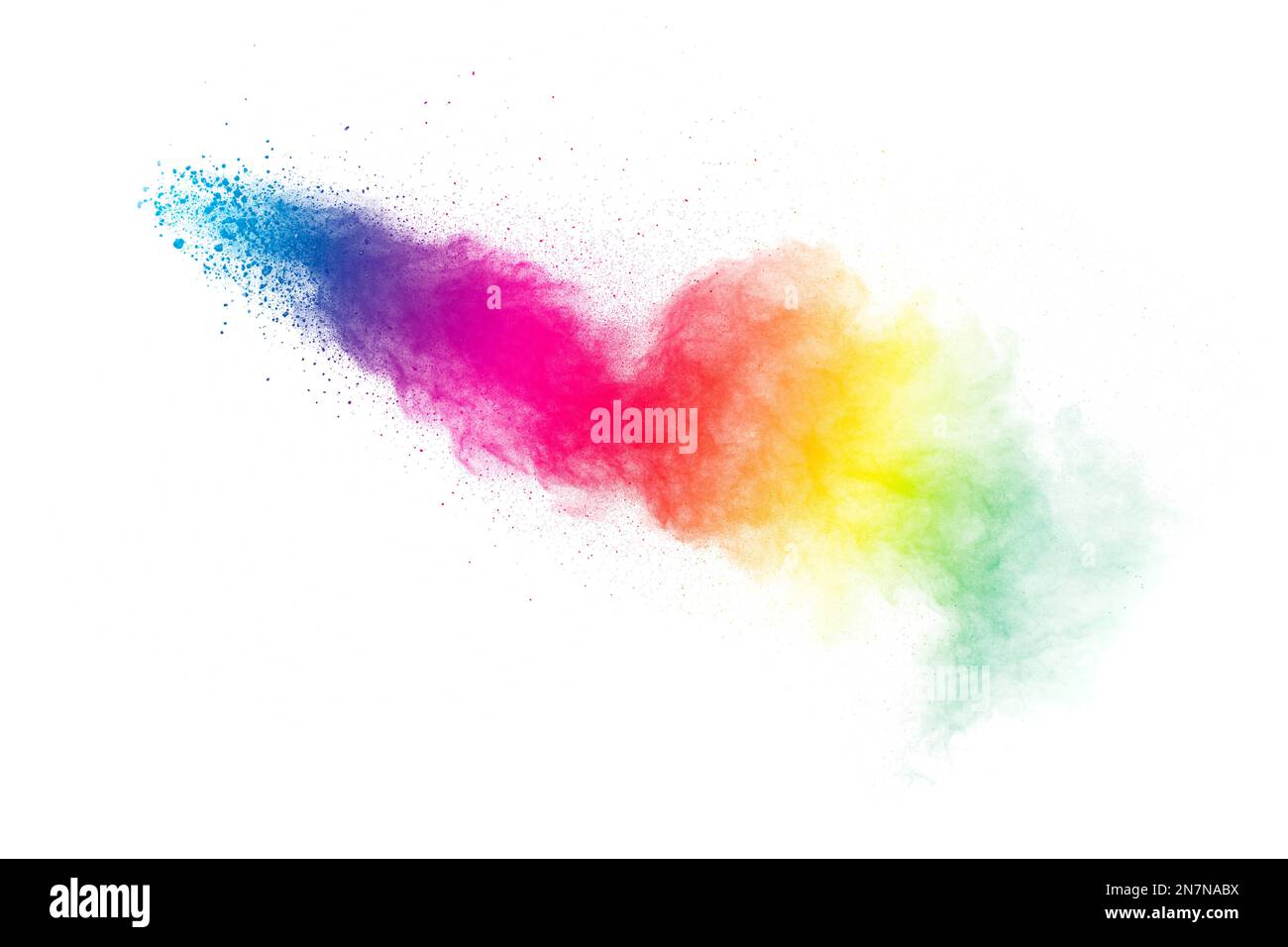 Pastel color dust particles splash.Colorful powder explosion on white ...