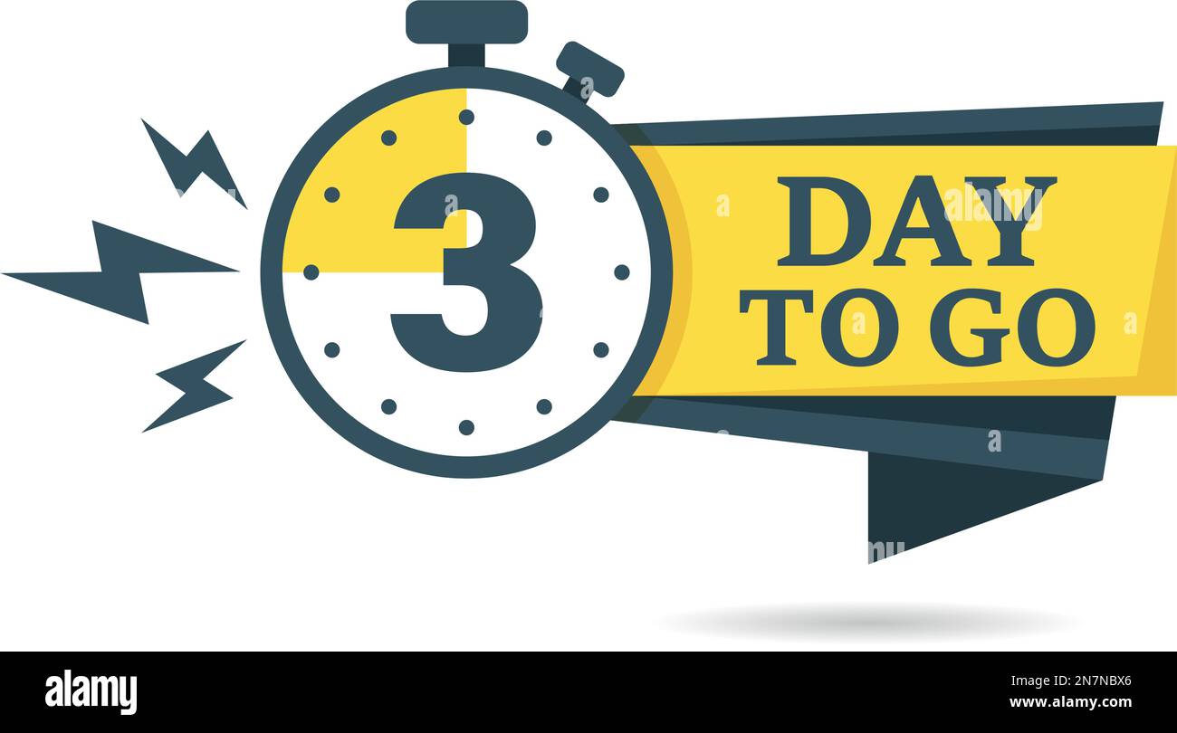3 days left icon in flat style. Offer countdown date number vector illustration on isolated ...