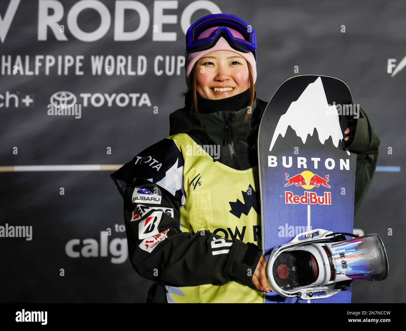 Calgary, Canada . 10th Feb, 2023. Mitsuki Ono, of Japan, celebrates ...