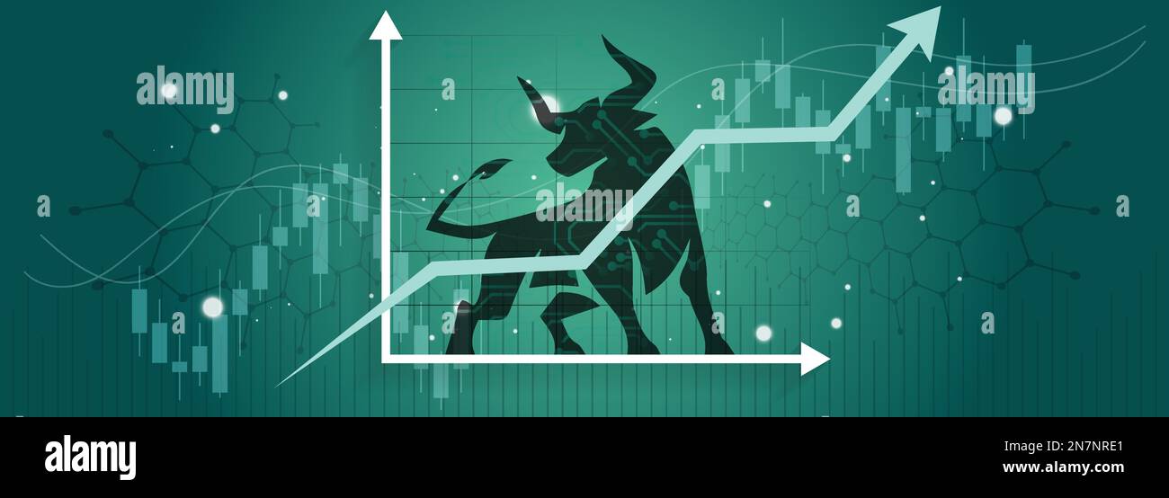 Bull run or bullish market trend in crypto currency or stocks. Trade ...