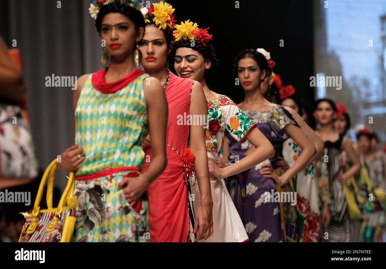 In this Wednesday, April 10, 2013, photo, Pakistani models present ...
