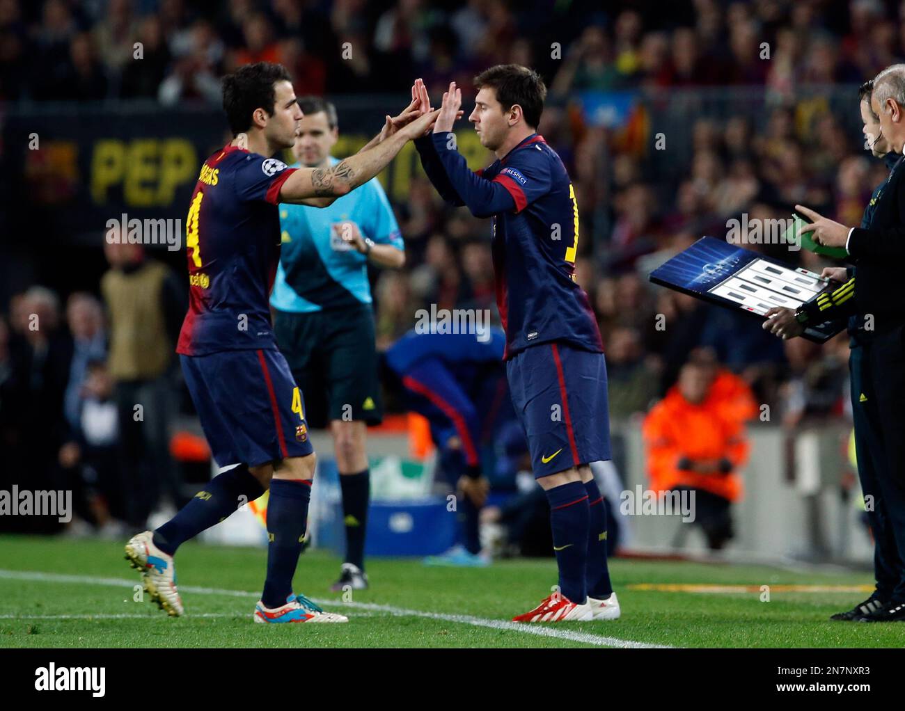 Barcelona's Lionel Messi, from Argentina,who started the game on the ...