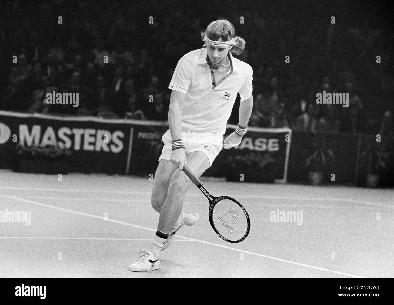 Bjorn Borg is shown during action against John McEnroe in the Volvo ...
