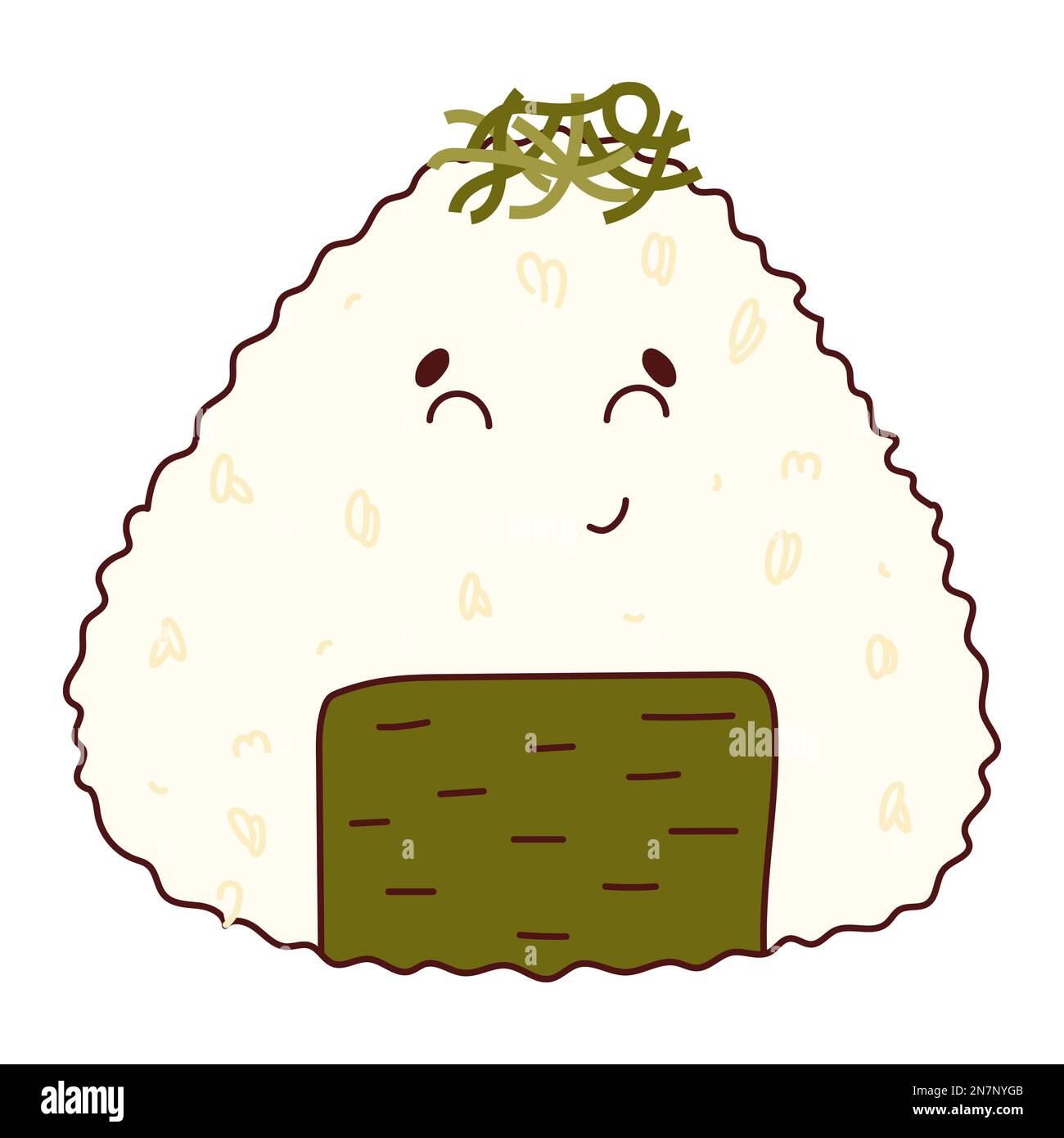 Traditional Japanese food. Asian cute onigiri with funny face. Vector ...