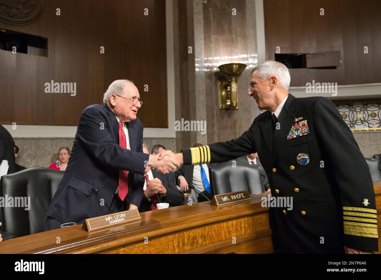 Senate Armed Services Committee Chairman Sen. Carl Levin, D-Mich., left ...