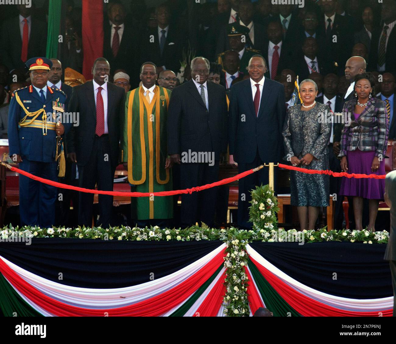 From left to right, Kenyan Julius Karangi, Chief of Defence forces, Kenyan Deputy president ...