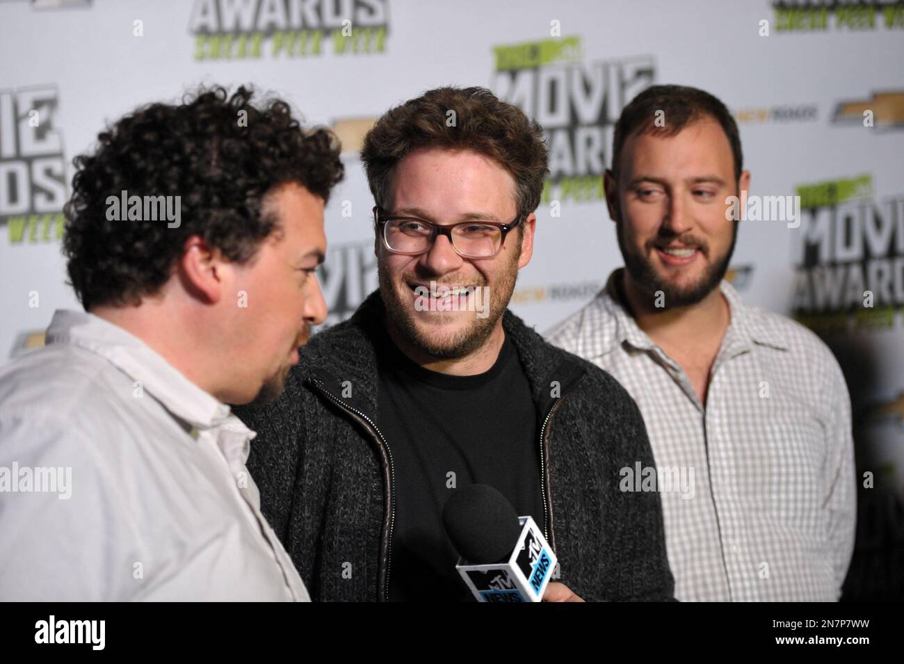 Members of the cast of "This is the End", from left, actors Danny ...