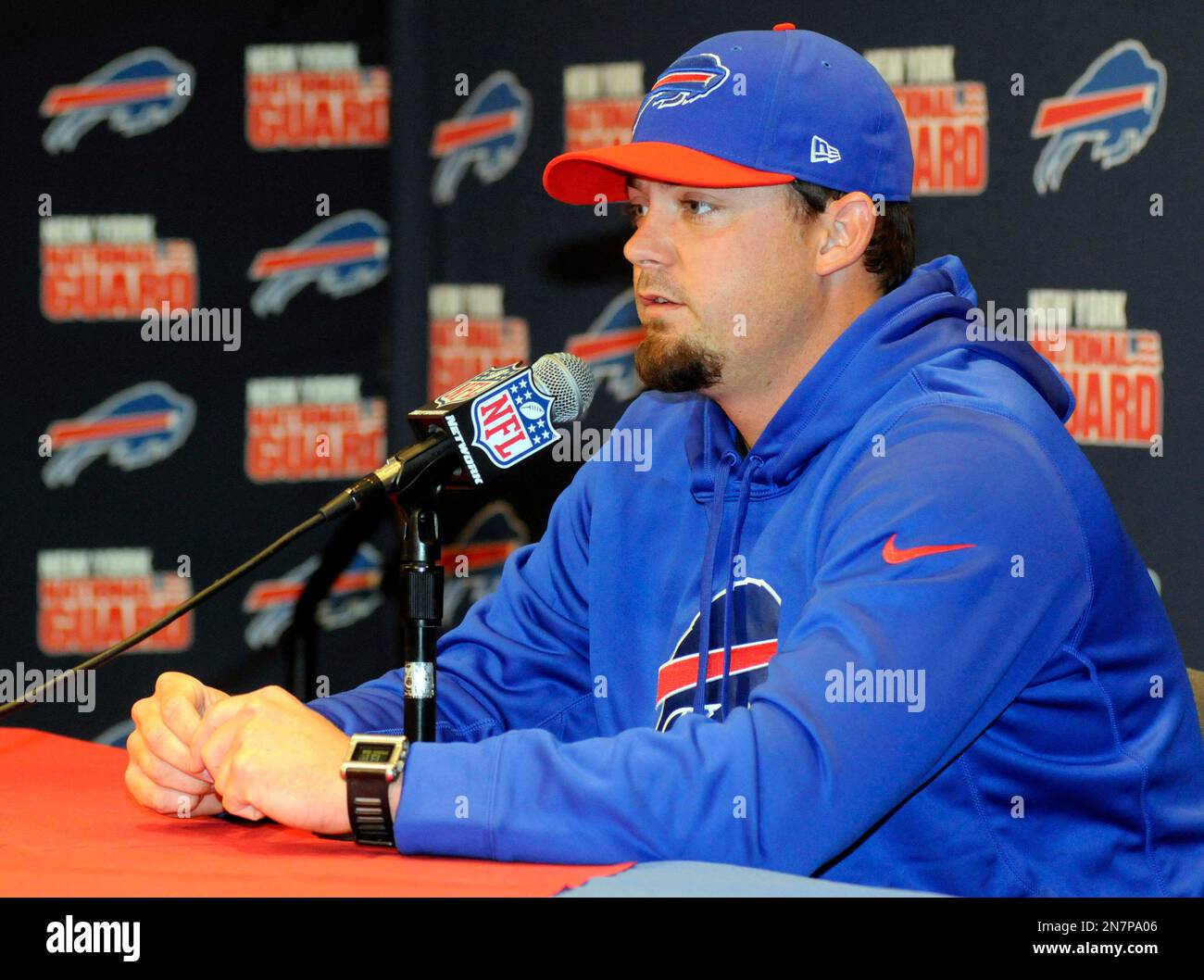 Quarterback Kevin Kolb speaks during a press conference after signing ...