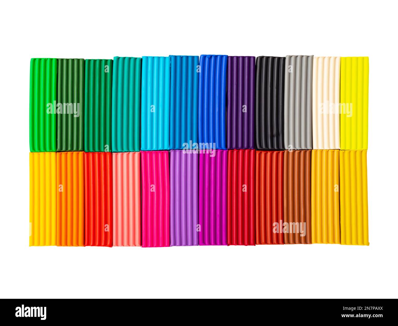 plasticine sticks isolated on white background with clipping path. 24 ...