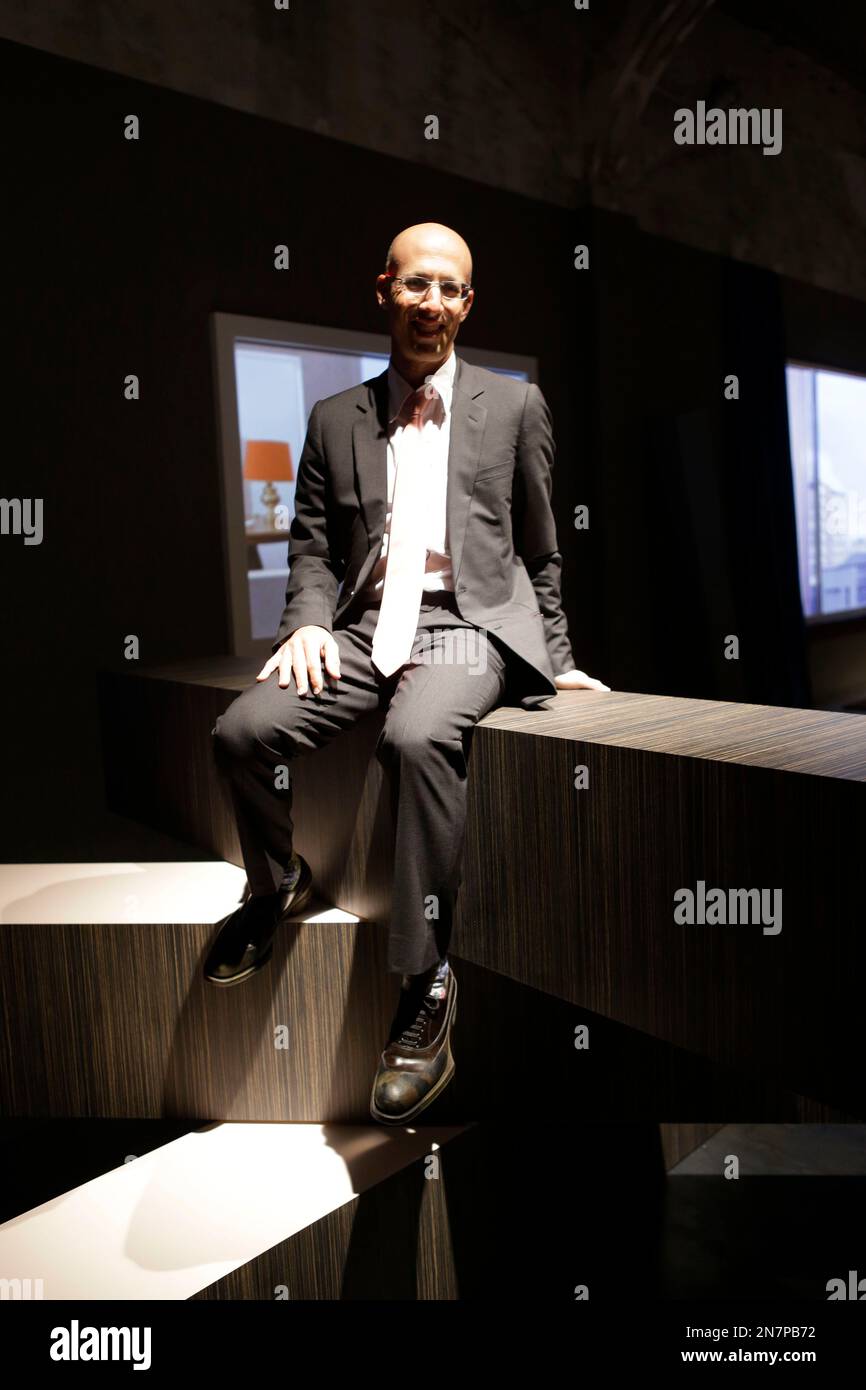 Andrew Cogan, Knoll CEO gestures at the Knoll company furniture space ...