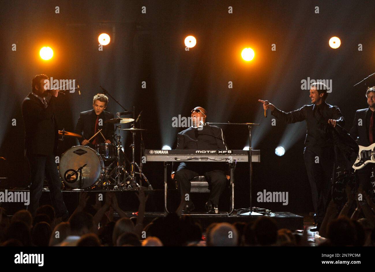 From left, Blake Shelton, Hunter Hayes, Stevie Wonder and Luke Bryan ...