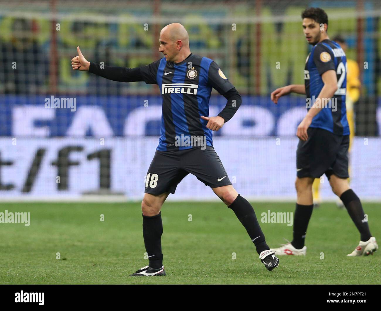 Inter Milan forward Tommaso Rocchi celebrates after scoring during a ...