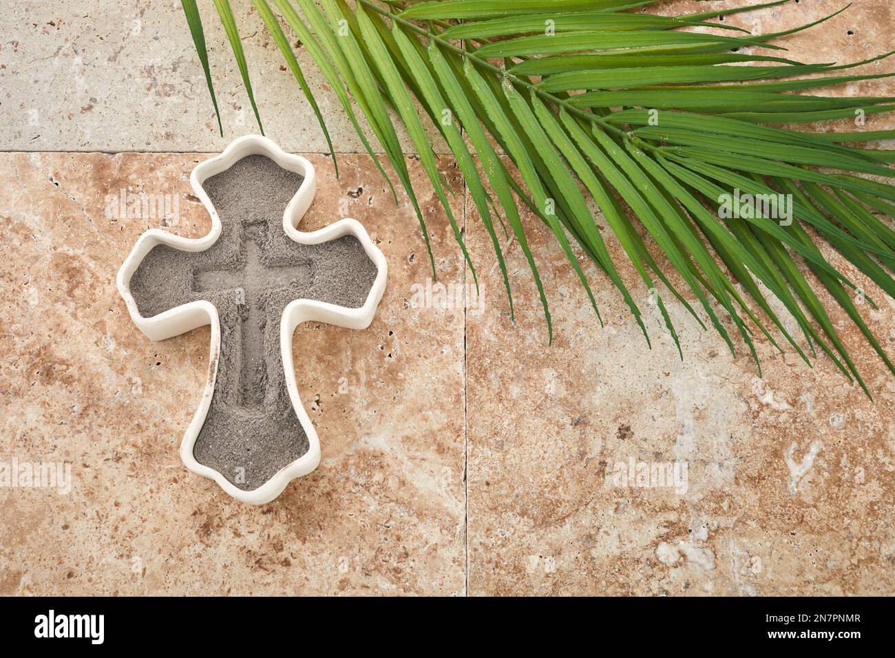 Ash wednesday, crucifix made of ash, dust as christian religion. Lent ...