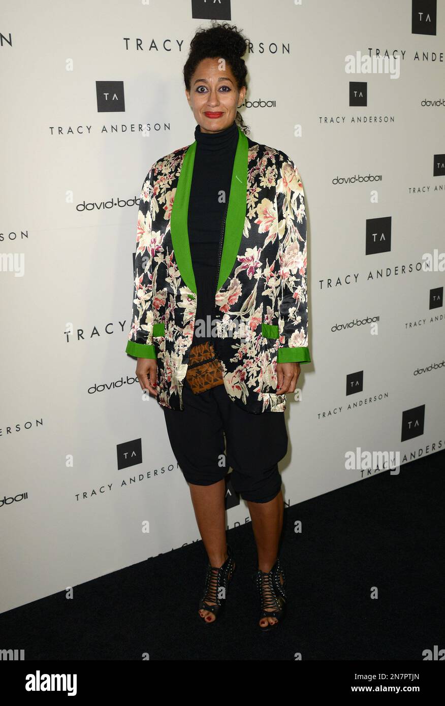 Tracee Ellis Ross arrives at the opening of the Tracy Anderson flagship ...