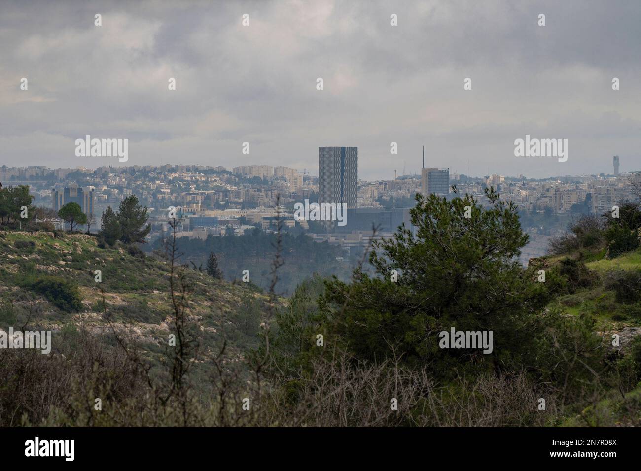 Storm clouds gather over Jerusalem, Israel, as seen from the Judea ...