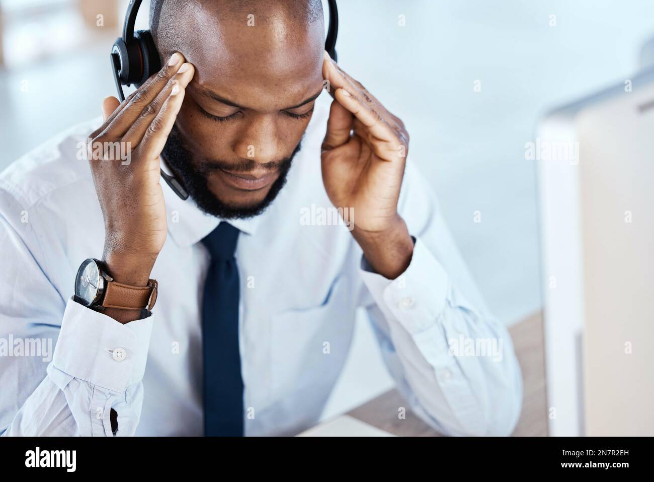 Anxiety, burnout and headache by consultant worker, customer service ...