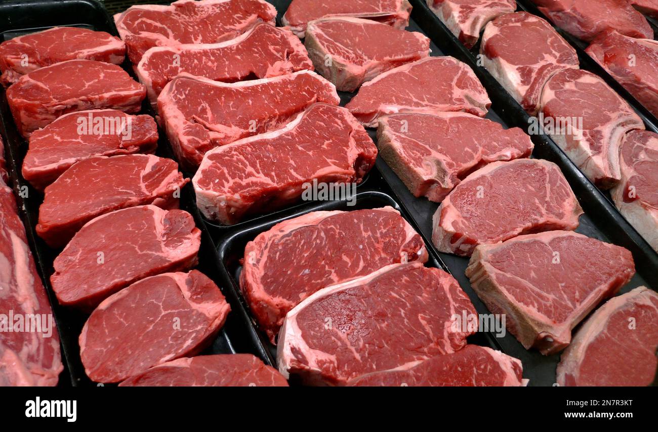 FILE - This Jan. 18, 2010 file photo shows steaks and other beef ...
