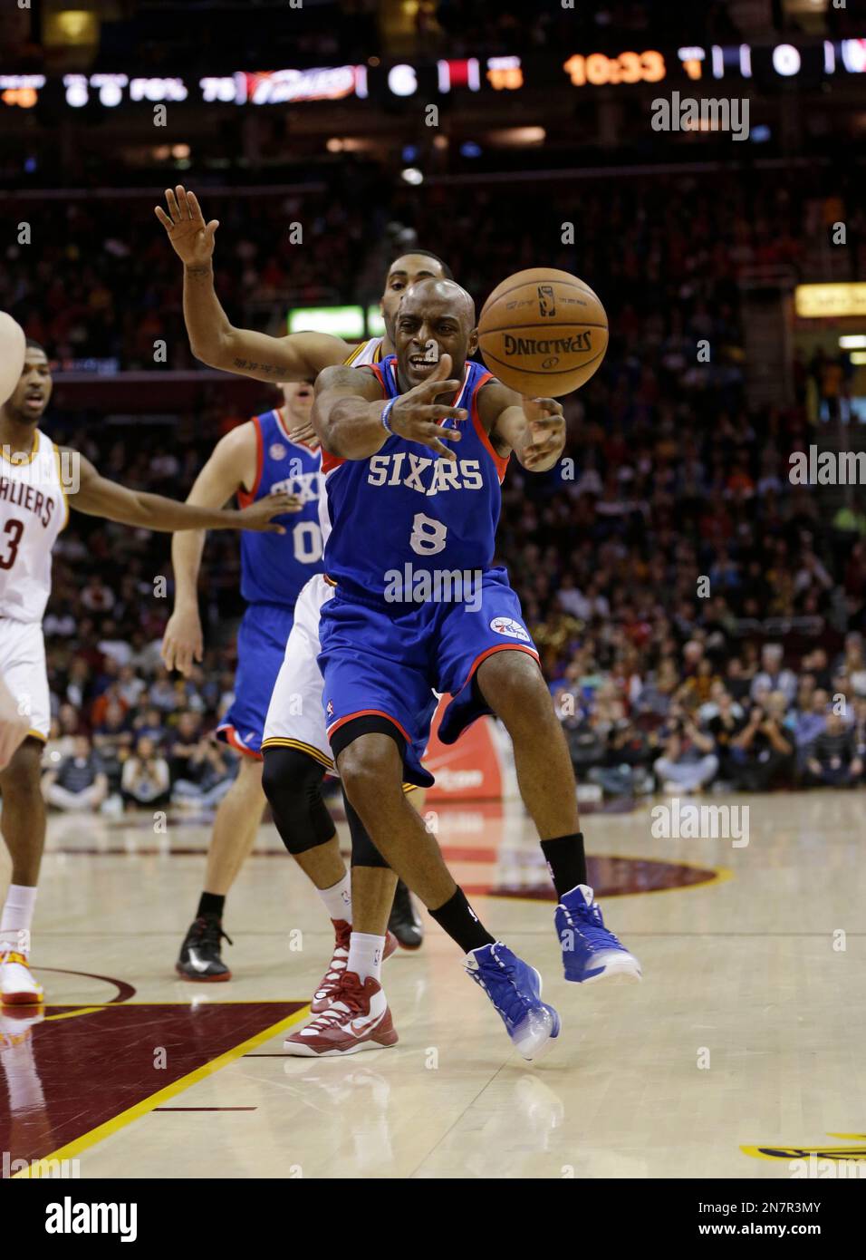 Philadelphia 76ers' Damien Wilkins passes the ball during an NBA ...