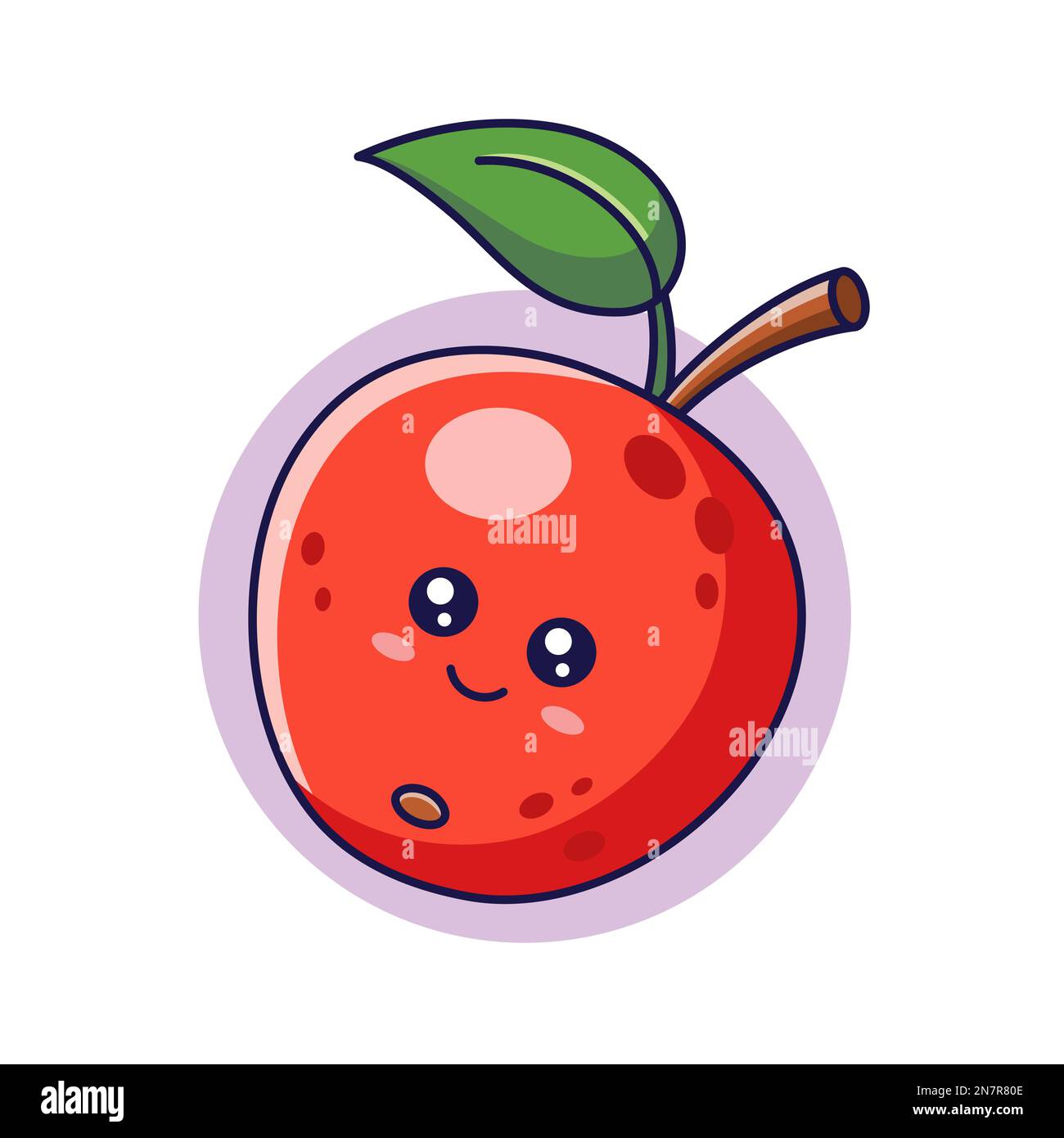 Cute Kawaii Apple character. Vector hand drawn cartoon icon ...
