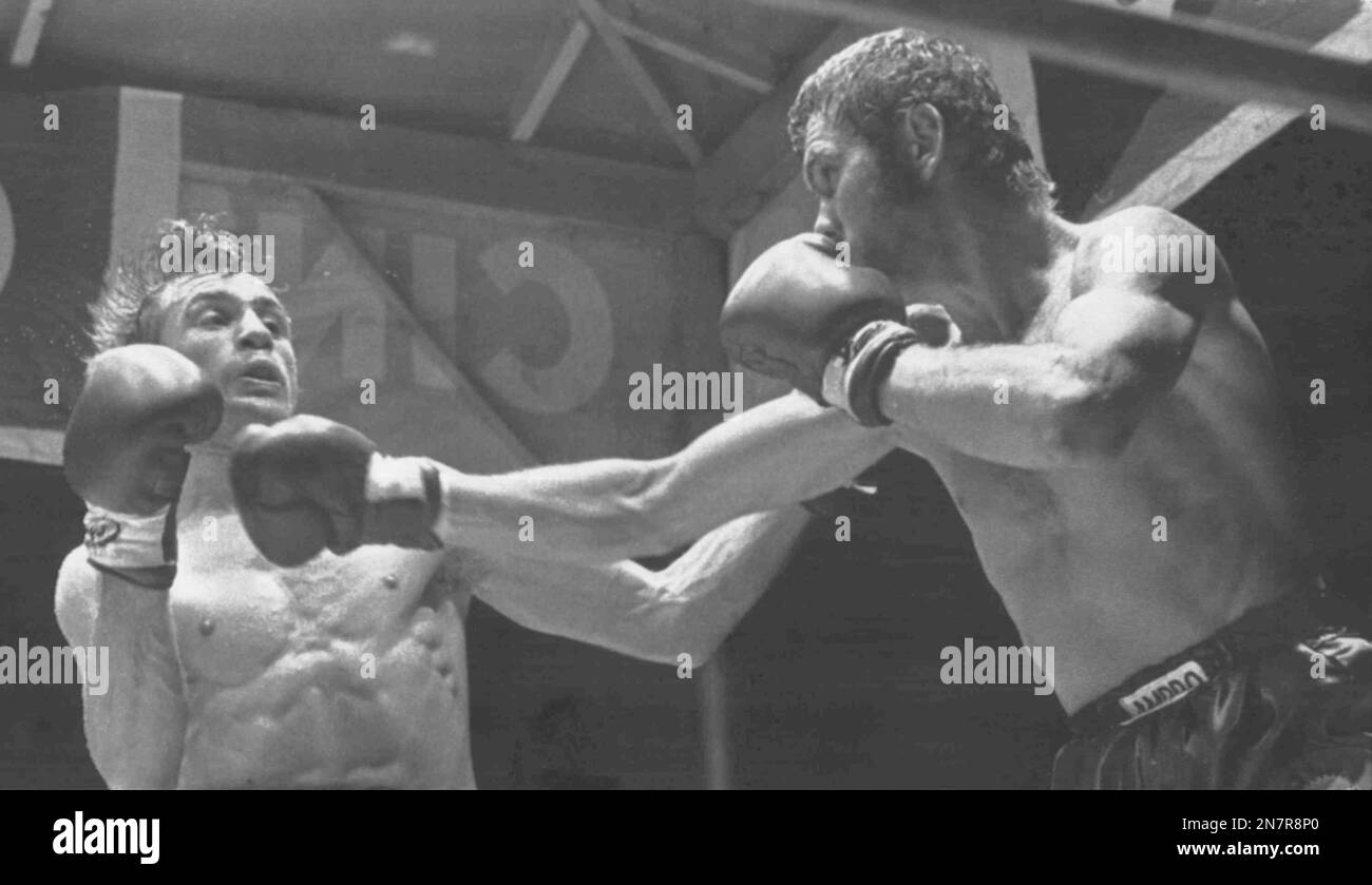 Danish boxer Tom Bogs, left, shown during a Middleweight boxing bout ...
