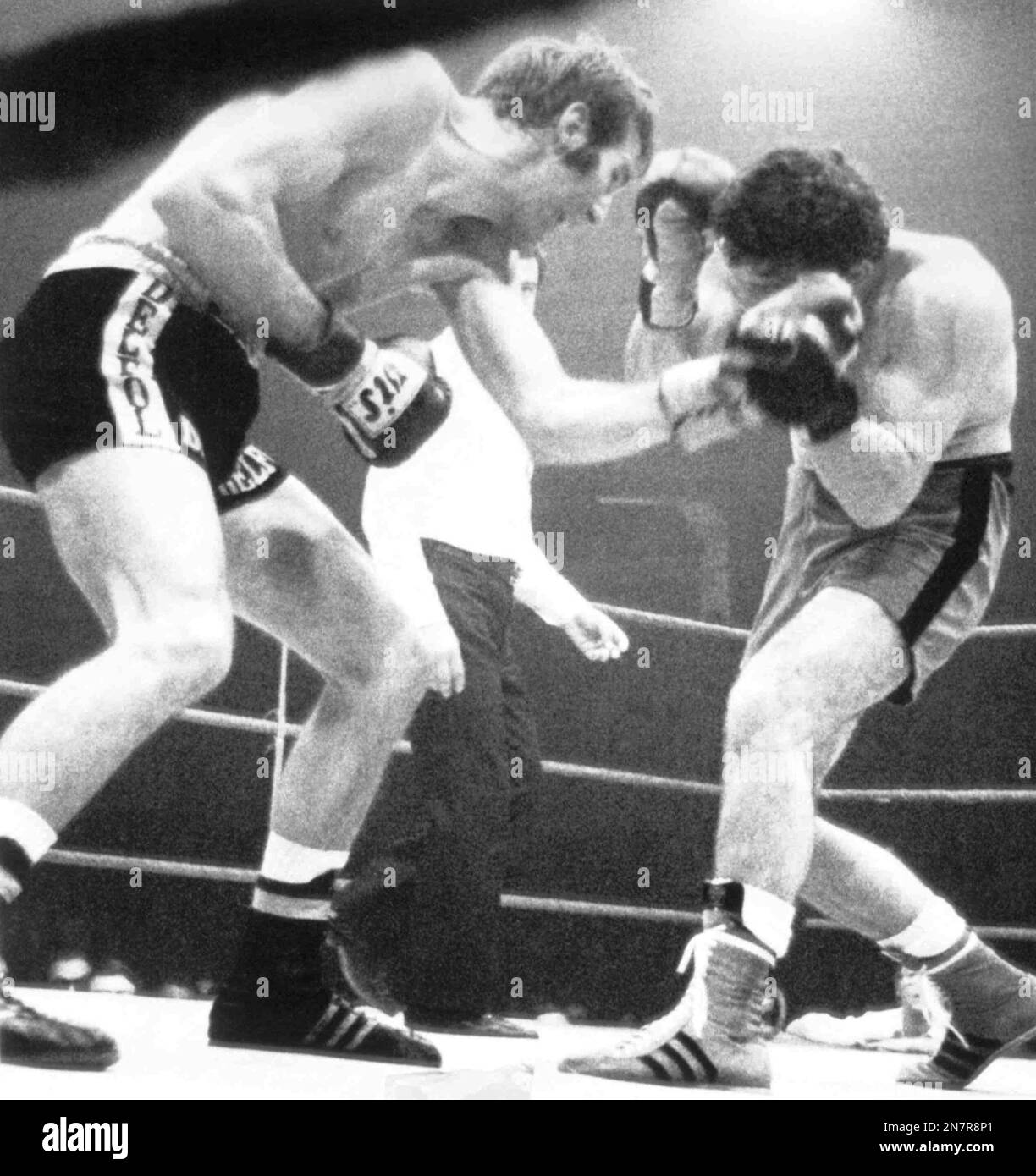 Danish boxer Jorgen Hansen throws a punch from this left shoulder at ...