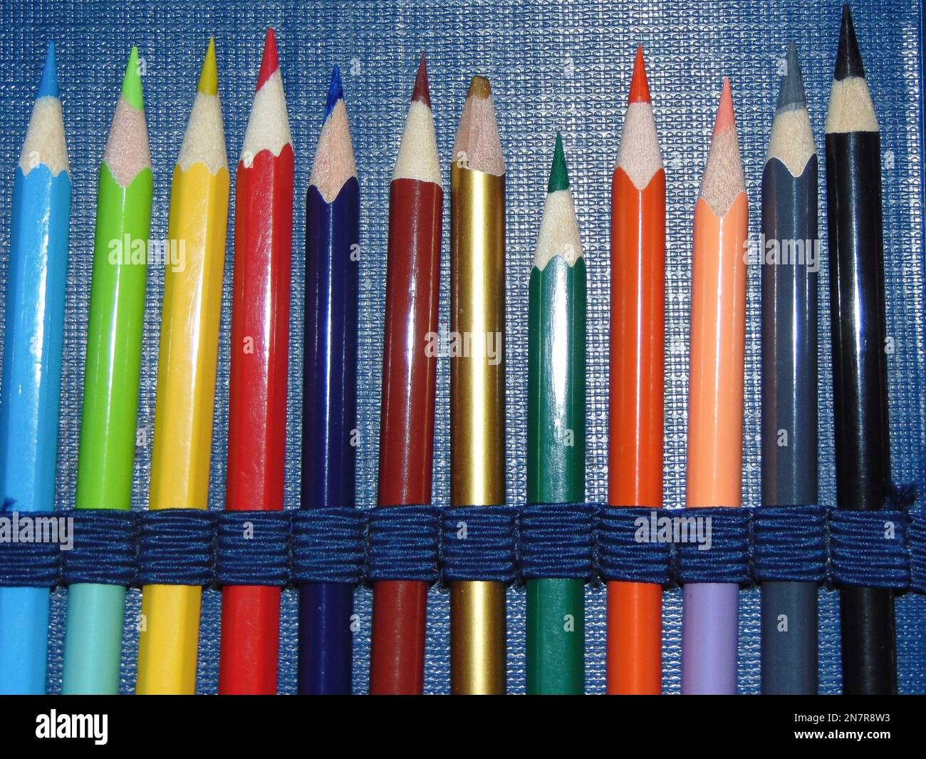 Colored pencils in a pencil case Stock Photo - Alamy