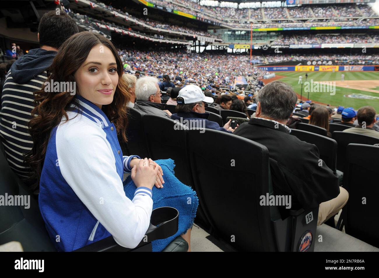 Star of the Showtime series "Shameless" Emmy Rossum watches the game ...