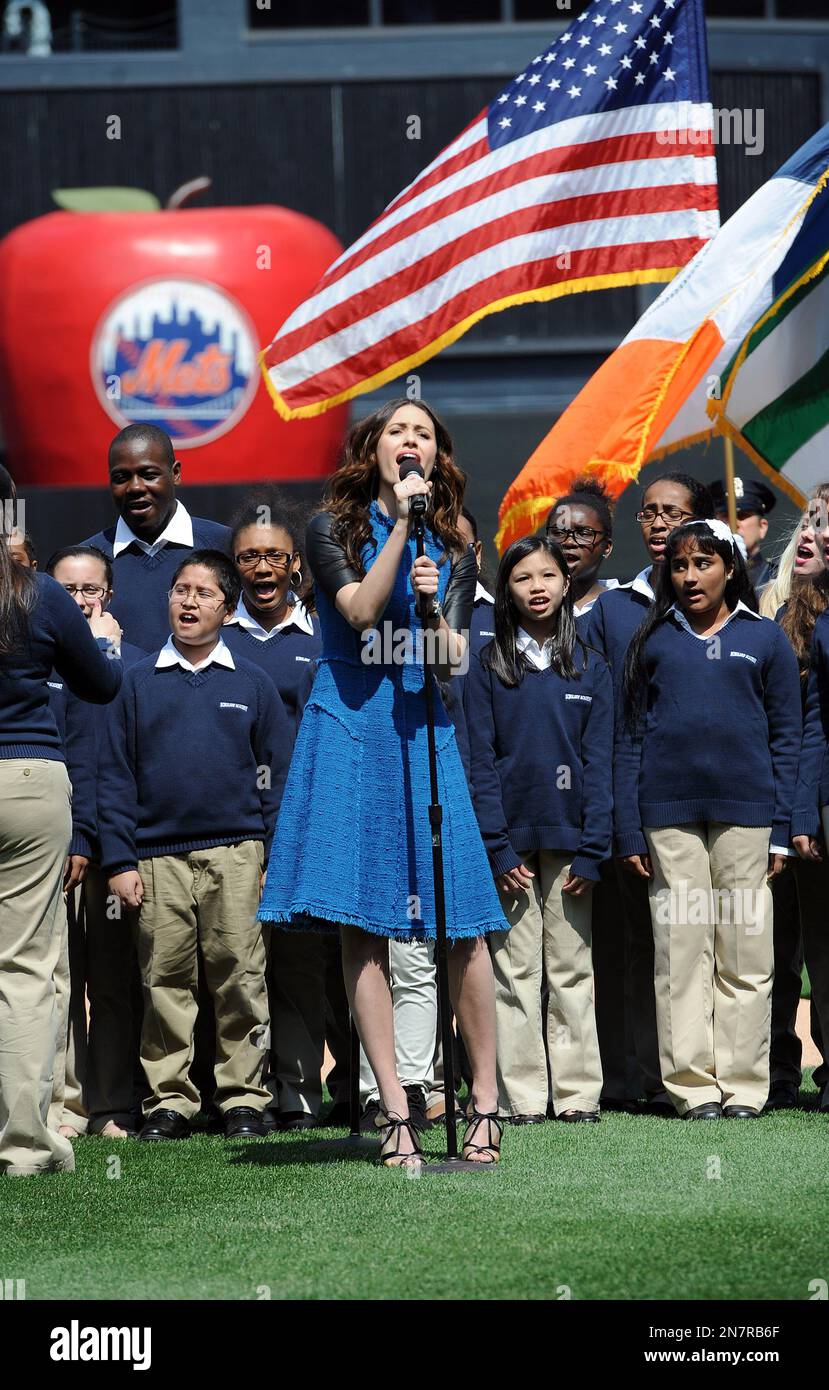 Star of the Showtime series "Shameless" Emmy Rossum sings the national ...