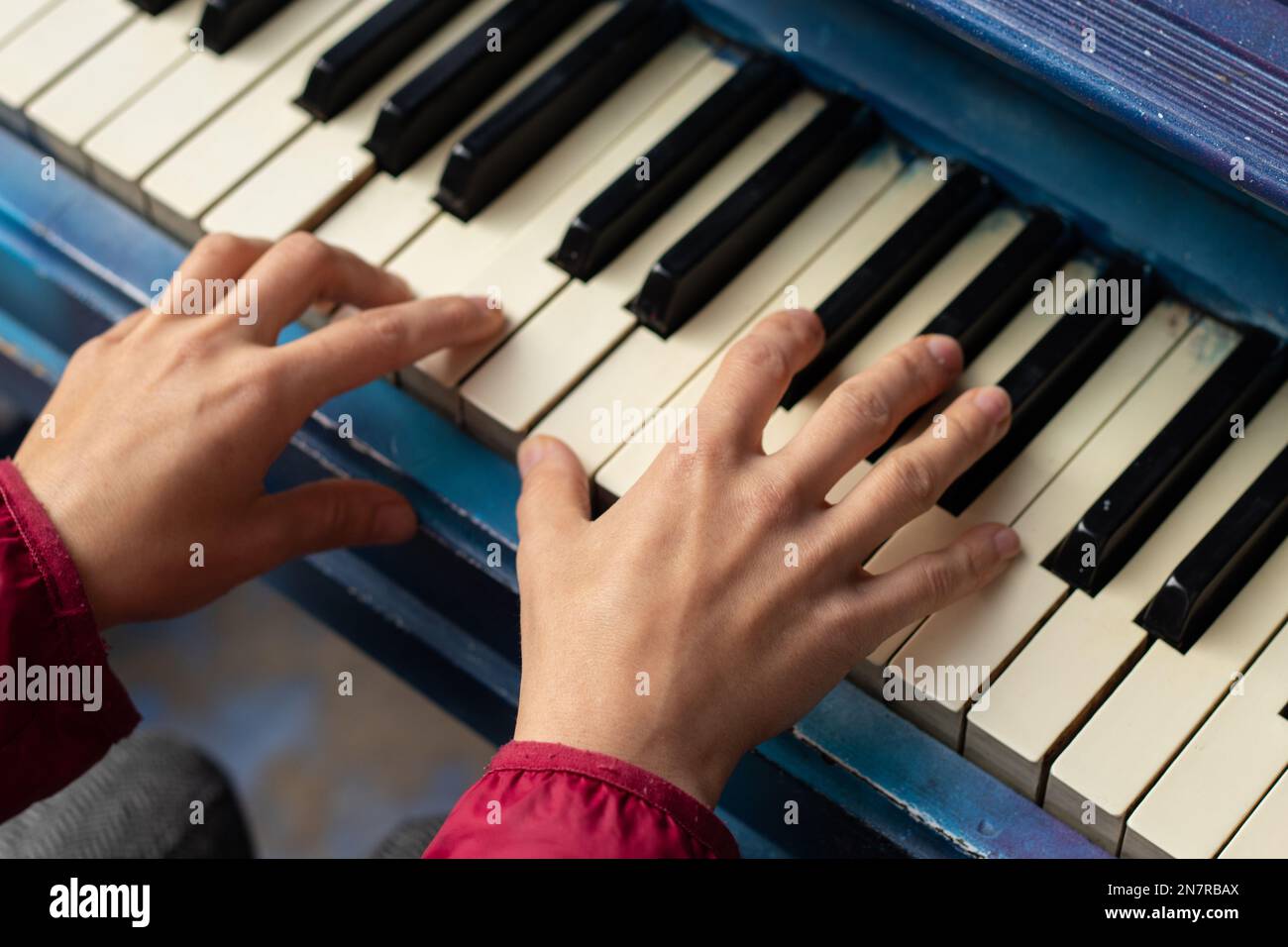 female hands on the piano close up, musical instrument Stock Photo - Alamy