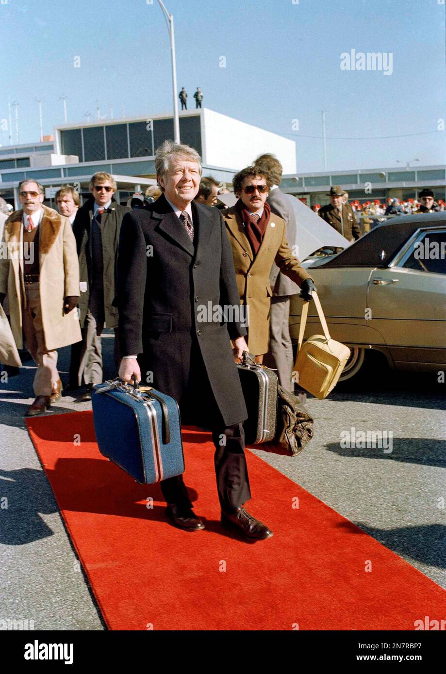 President-elect Jimmy Carter arriving for inauguration, Jan. 20, 1977 ...