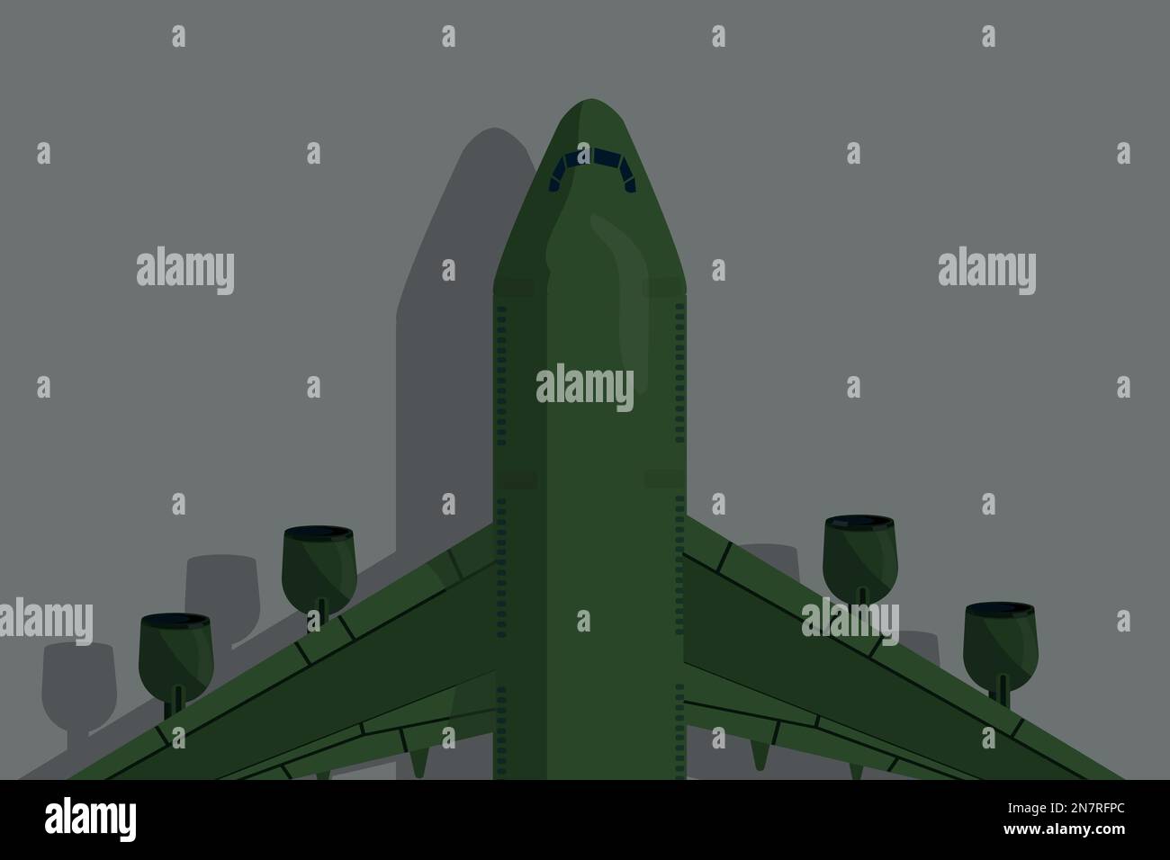 a cargo military aircraft of green color on the ground at the airport ...