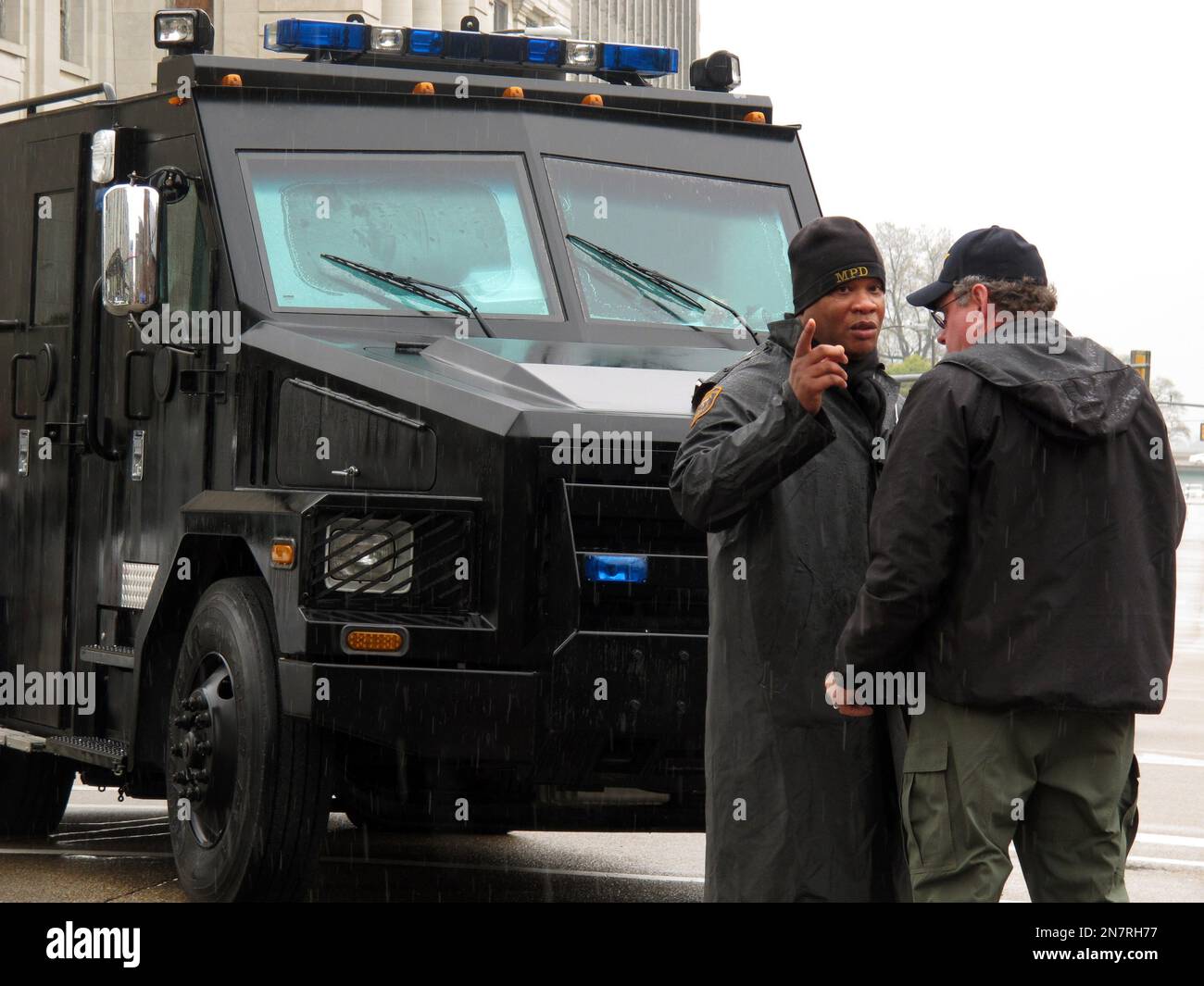 Memphis Police Director Toney Armstrong, left, speaks with a colleague ...
