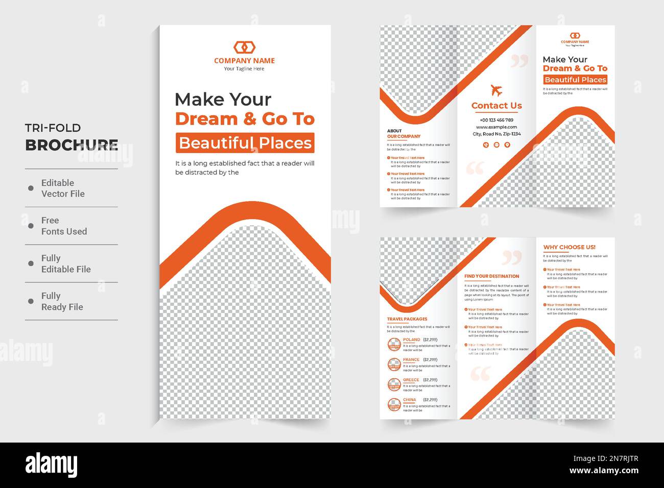 Touring group business promotion tri fold brochure vector for marketing ...