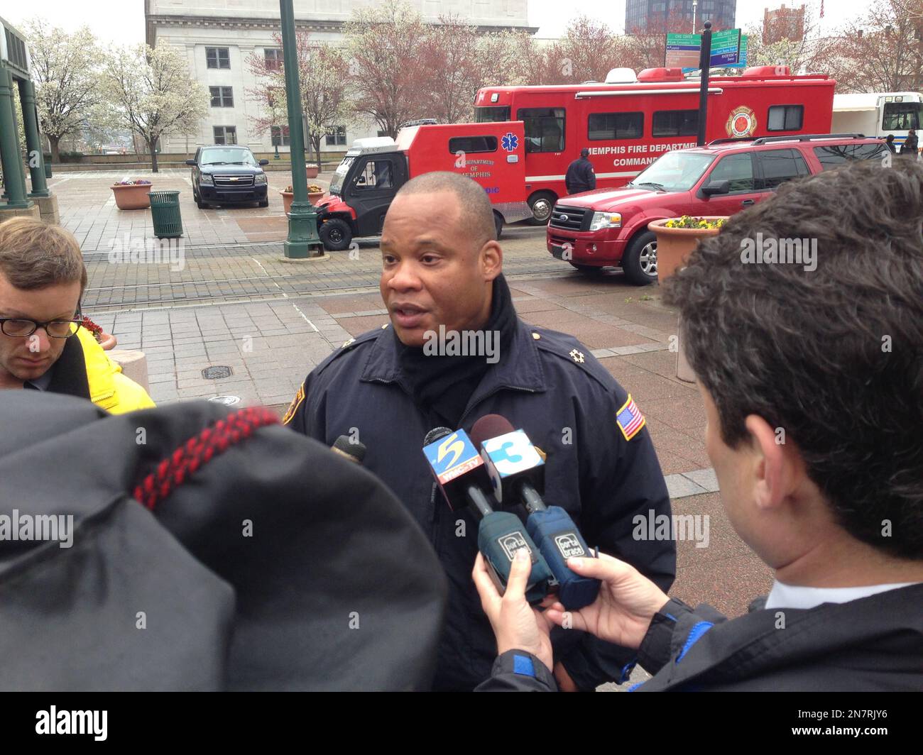 Memphis Police Director Toney Armstrong speaks to reporters before a ...